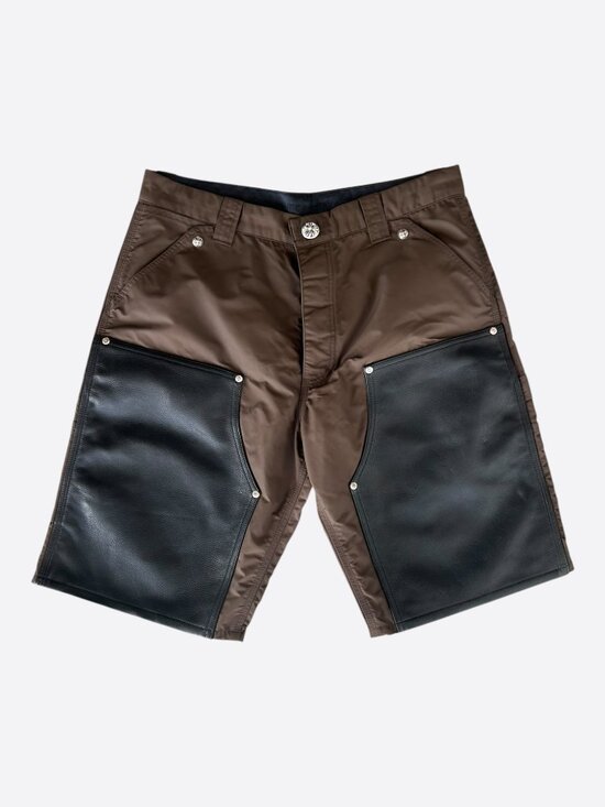 Chrome Hearts | Shorts | Chrome Hearts Brown Nylon Leather Cross Patch ...